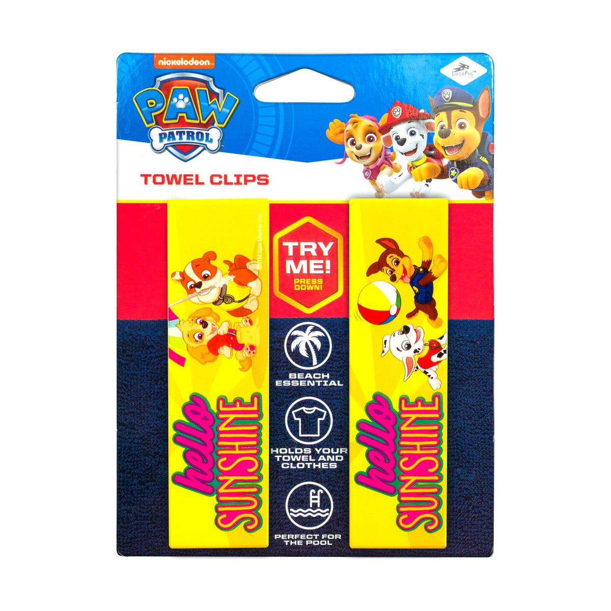 Paw Patrol Hello Sunshine Towel Clips– Logo Pegs
